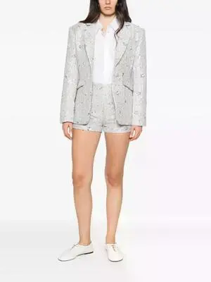 TWENTY FOURHAITCH Sequin-embellished Tweed Shorts - Silver