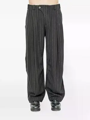 DEVOA Pinstripe-pattern Pleated Trousers - Grey