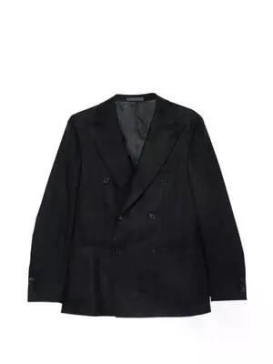 Caruso Double-breasted Blazer - Blue