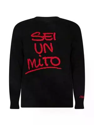 MC2 SAINT BARTH Intarsia-knit Embroidered-logo Sweater - Black