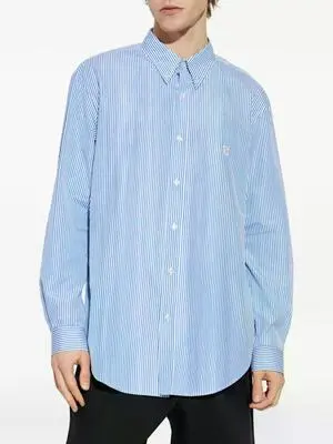 Balmain Striped-pattern Logo-embroidered Shirt