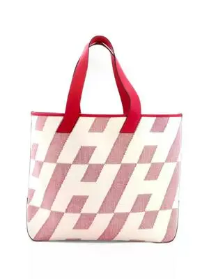 Hermès Cabas H En Biais Canvas With Leather 40 Tote Bag