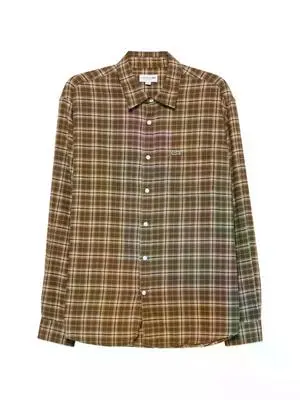 Lacoste Check-print Logo-patch Shirt - Brown