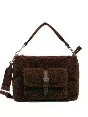 Marc O'polo Small Caren Buckle-detail Faux-shearling Shoulder Bag - Brown