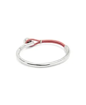 UNODE50 Sterling Plated Semi-rigid Bracelet With Pink Leather