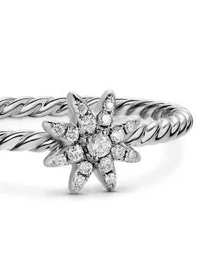 David Yurman Petite Starburst Ring In Sterling With Diamonds, 7.2mm