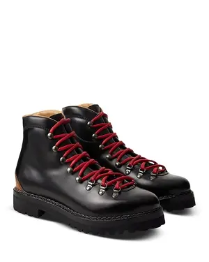 Ralph Lauren Purple Label Darrow Lace Up Lug Boots - Black
