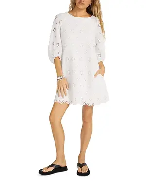 MATTY M Ona Cotton Eyelet Popover Dress - Vellum