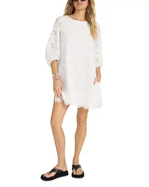 MATTY M Ona Cotton Eyelet Popover Dress - Vellum