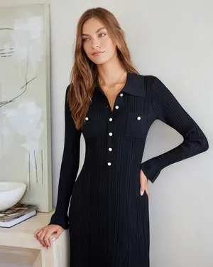Fifteen Twenty Ellie Ribbed Button Front Sweater Dress