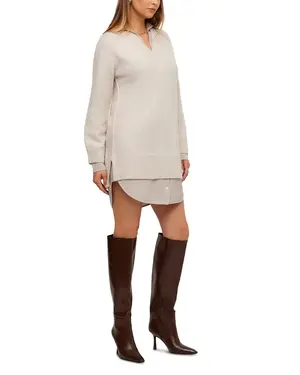 Fifteen Twenty Carrie Mixed Media Collared Dress