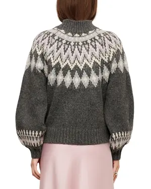 Fifteen Twenty Zarah Jacquard Mock Neck Fair Isle Sweater