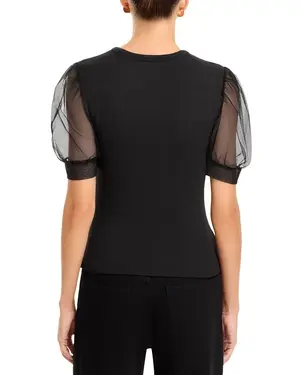 FRAME The Tulle Puff Sleeve Top