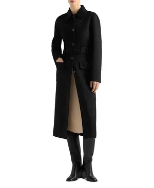 Prada Single-breasted Double Cloth Overcoat - Black