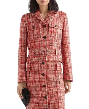 Prada Single-breasted Tweed Jacket - Red