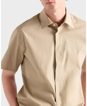 Prada Short-sleeved Stretch Cotton Shirt - Khaki