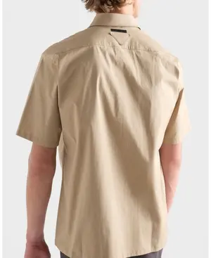 Prada Short-sleeved Stretch Cotton Shirt - Khaki