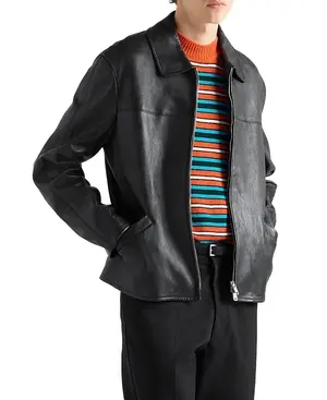 Prada Nappa Leather Blouson Jacket - Black