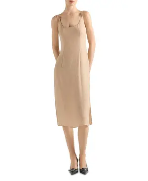 Prada Embroidered Triple Chiffon Dress - Neutral