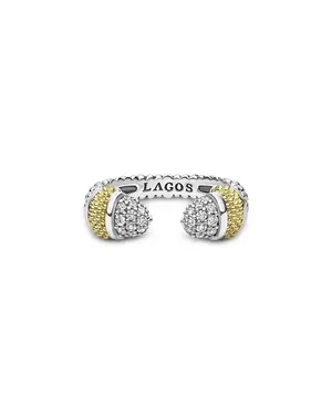 Lagos Sterling & 18k Yellow Gold Caviar Diamond Versa Ring, 0.29 Tcw