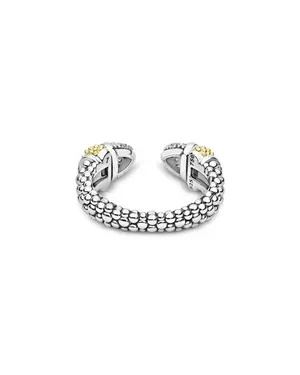 Lagos Sterling & 18k Yellow Gold Caviar Diamond Versa Ring, 0.29 Tcw
