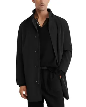 REISS Hilson Overcoat & Removable Quilted Gilet - Black