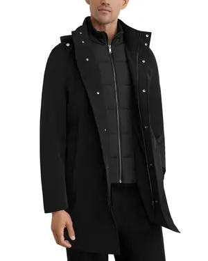 REISS Hilson Overcoat & Removable Quilted Gilet