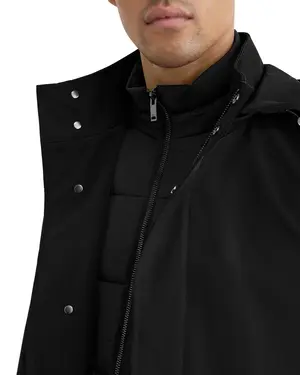 REISS Hilson Overcoat & Removable Quilted Gilet
