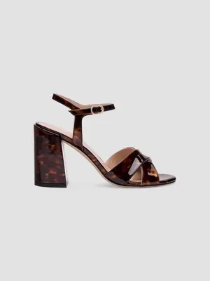 STUART WEITZMAN Alyssa 85mm Tortoise-shell-print Patent Leather Sandals