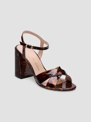 STUART WEITZMAN Alyssa 85mm Tortoise-shell-print Patent Leather Sandals