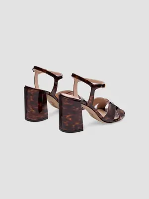 STUART WEITZMAN Alyssa 85mm Tortoise-shell-print Patent Leather Sandals