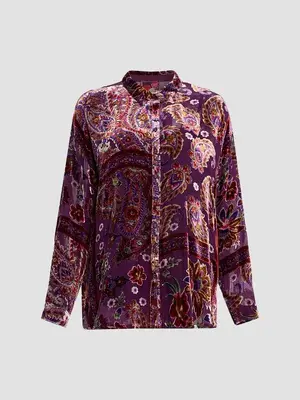 Johnny Was The Slim Audrey Embroidered Floral Burnout Shirt - Domitila