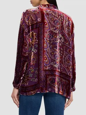 Johnny Was The Slim Audrey Embroidered Floral Burnout Shirt