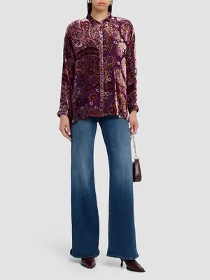 Johnny Was The Slim Audrey Embroidered Floral Burnout Shirt