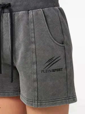 PLEIN SPORT Acid-wash Logo-print Mini Shorts