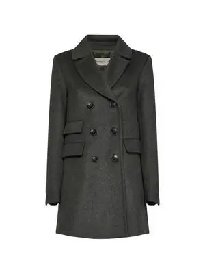 BLANCA VITA Double-breasted A-line Coat - Green