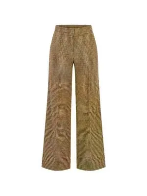 KAOS Houndstooth-pattern High-waisted Trousers - Brown