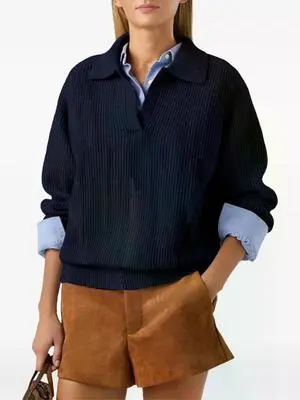 MC2 SAINT BARTH Yaoni Wool Polo Collar Knit - Blue