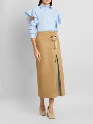 Moschino Cotton Gabardine Wrap Midi Skirt