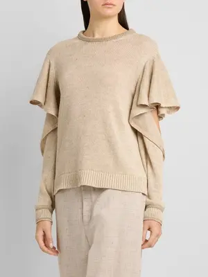 Moschino Ruffle Cold Shoulder Knit Sweater
