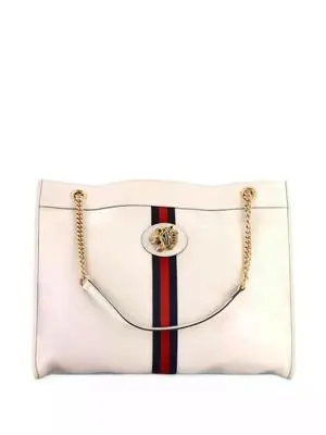 Gucci Rajah Chain Leather Large Tote Bag - White