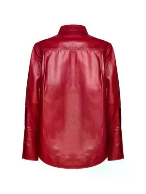 Co Leather Pleated-back Shirt - Red