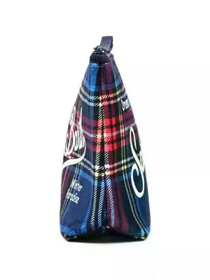 MC2 SAINT BARTH Aline Tartan-print Logo-print Clutch Bag