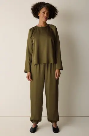 Eileen Fisher Satin Ankle Joggers