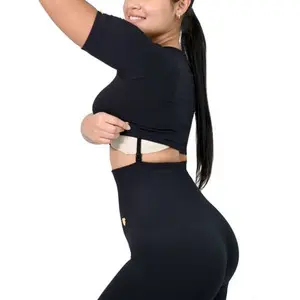 LECHERY® X Yahaira Shaping Leggings High Waist Double With Tummy Short Sleeve Set