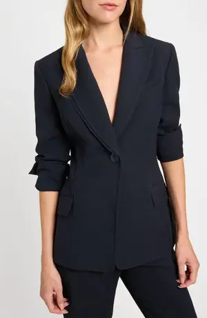 Santorelli Jess Single Button Jacket In Soft Stretch Crepe