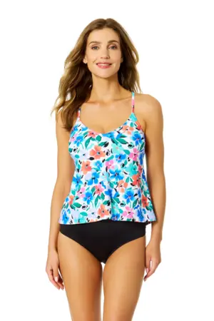 ANNE COLE Easy Triangle Tankini Swim Top - Fiore
