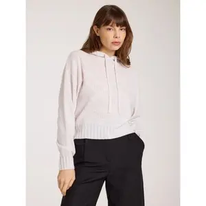 BRODIE CASHMERE Hot Fix Zebra 100% Cmere Hoodie - Ash