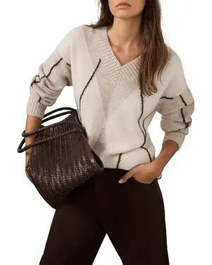Mint Velvet Argyle Wool Blend Jumper - Neutral