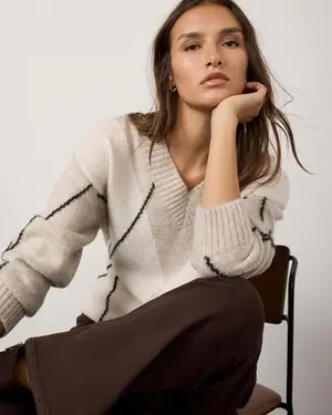 Mint Velvet Argyle Wool Blend Jumper